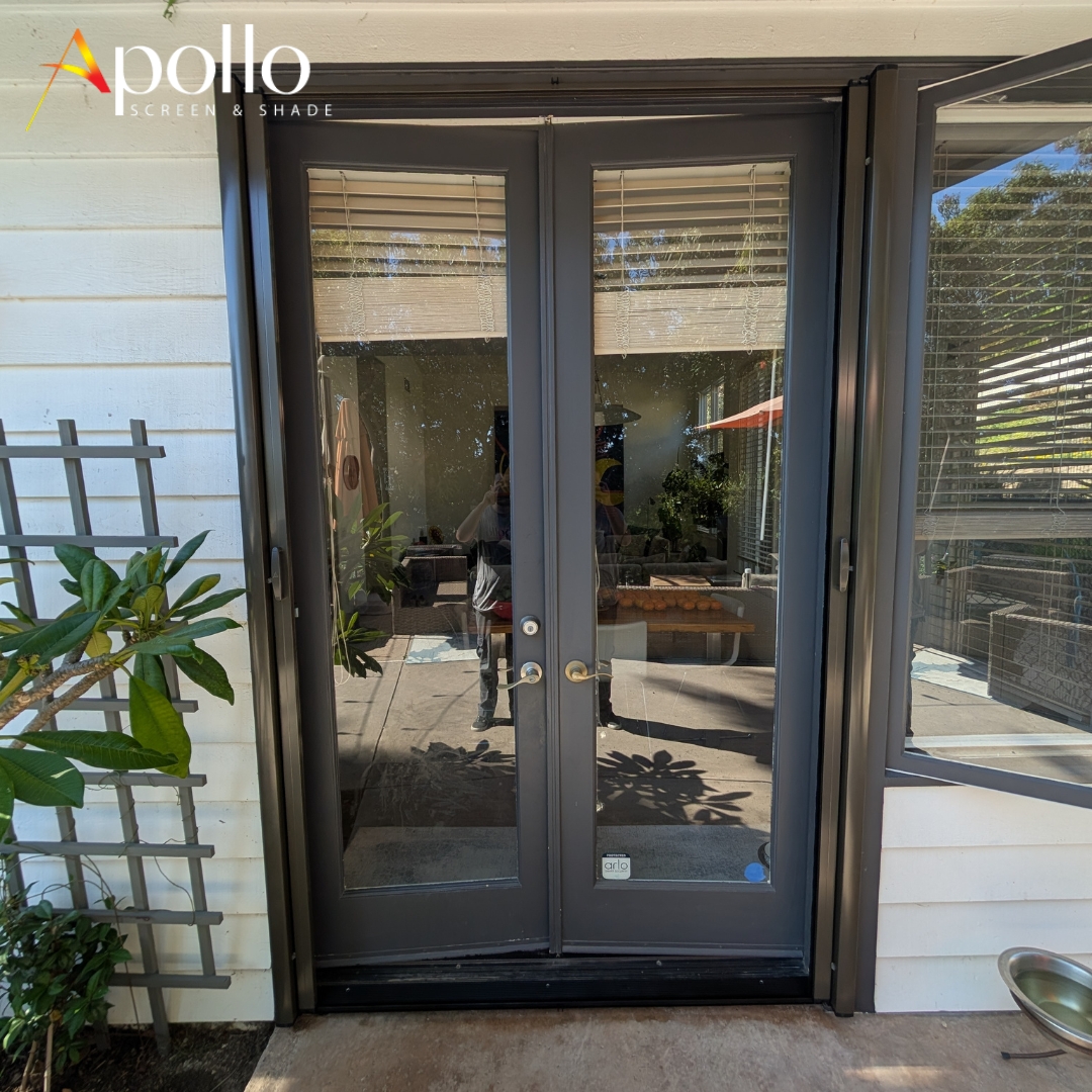 Bronze French Door Screen Installation in Escondido, CA