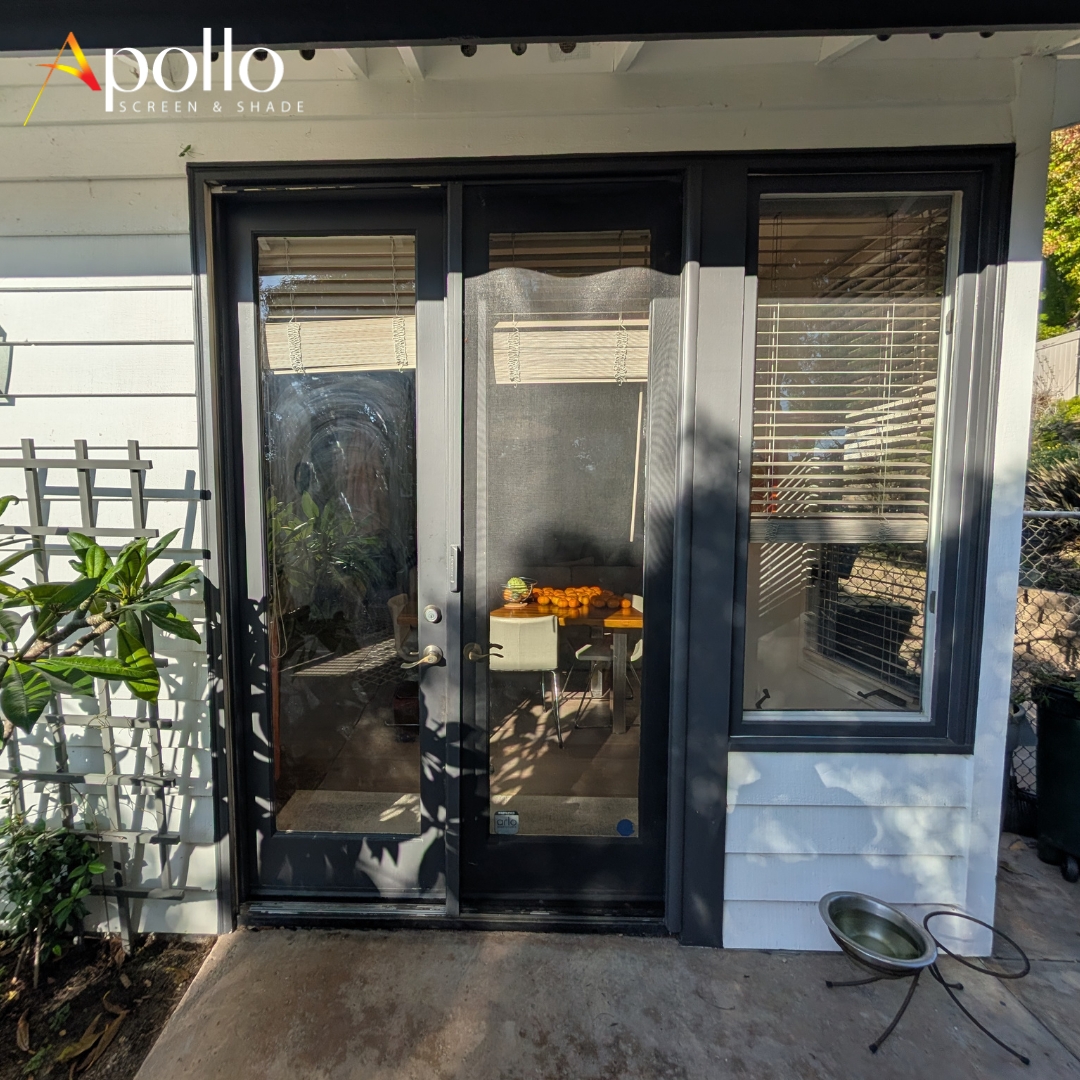Bronze French Door Screen Installation in Escondido, CA